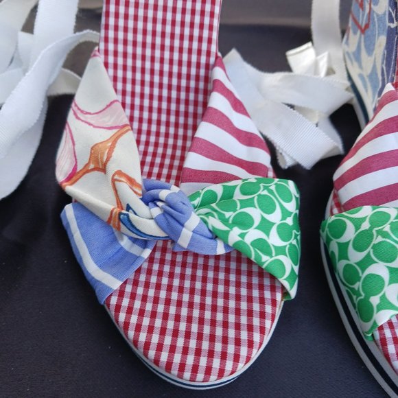 Coach | Shoes | Coach Tammie Patchwork Espadrille Wedges With Ankle ...